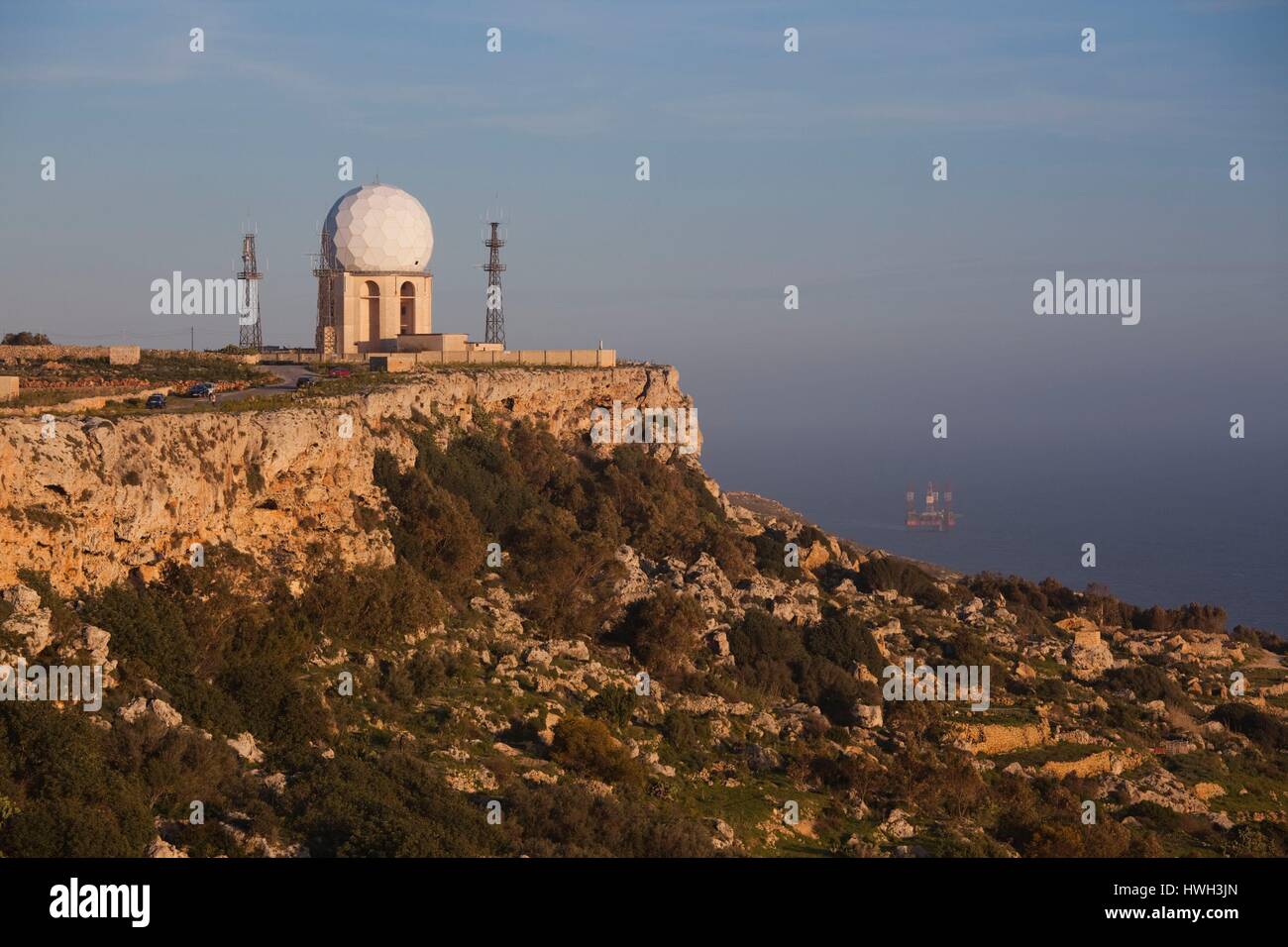 Malta, Central, Dingli, Dingli Cliffs, coastal cliff view, elev. 220 ...