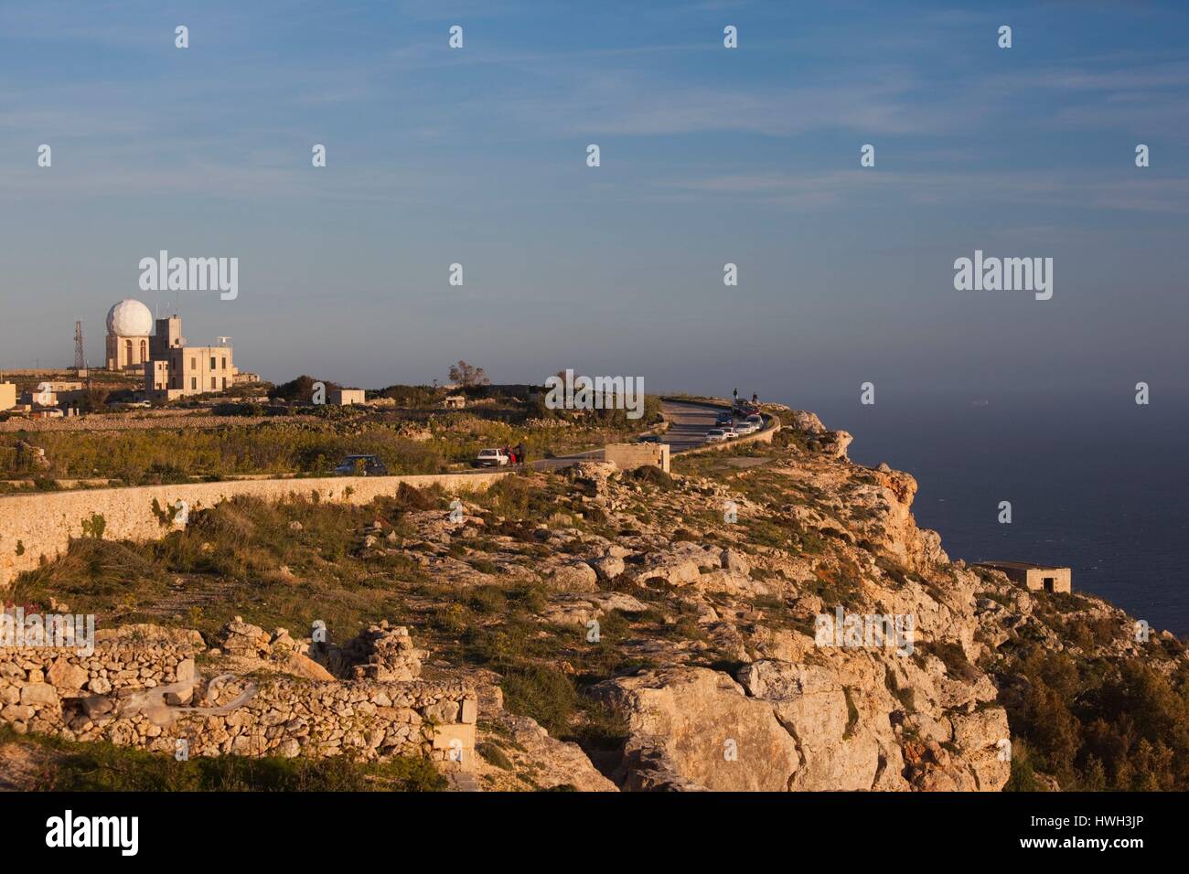 Malta, Central, Dingli, Dingli Cliffs, coastal cliff view, elev. 220 ...