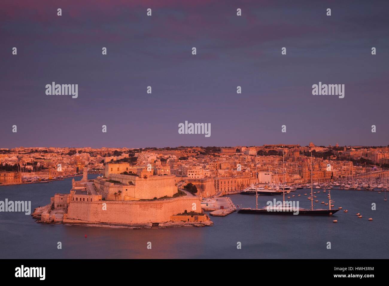 Malta, Valletta, Vittoriosa, Birgu, Fort St. Angelo and waterfront ...