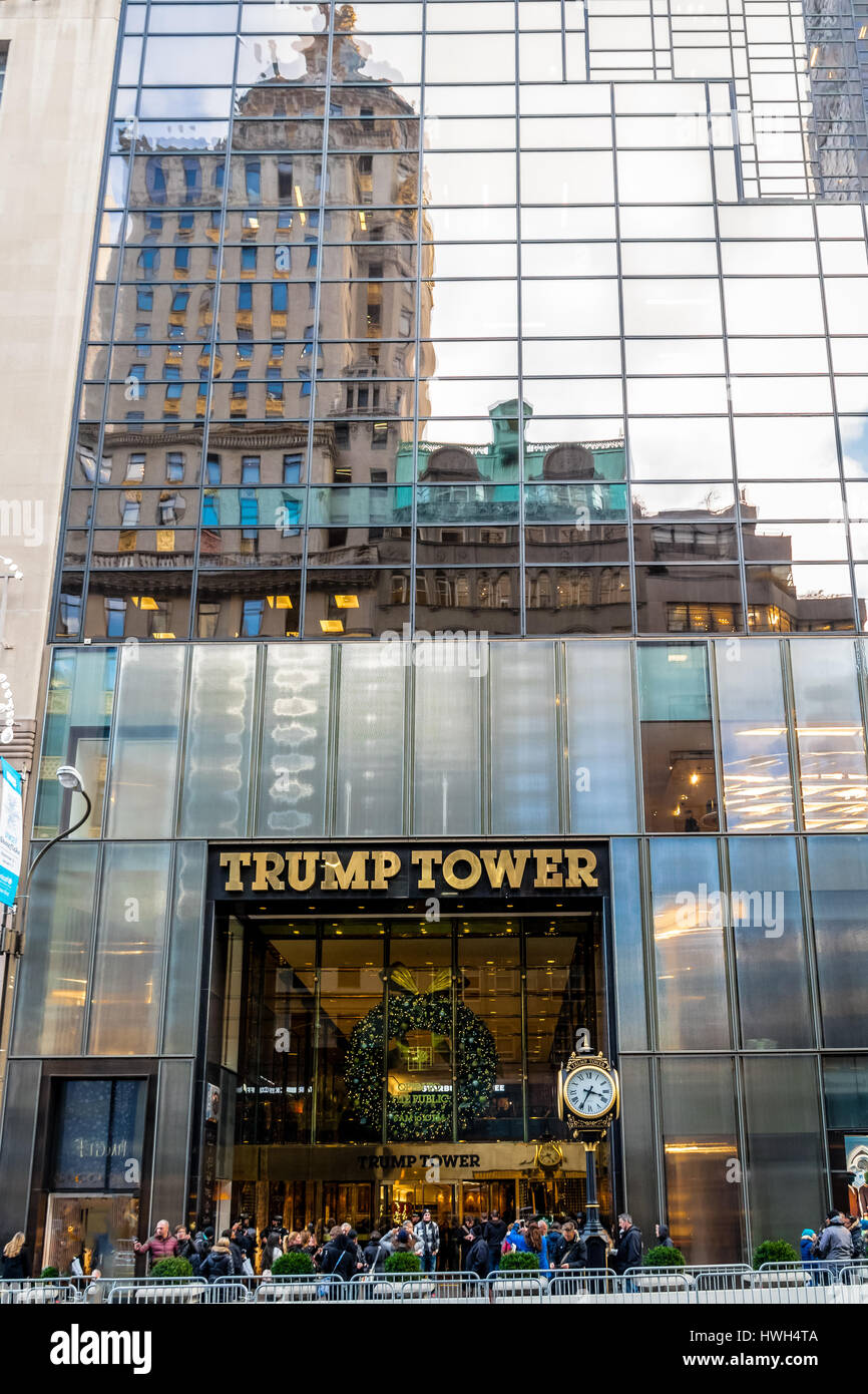 Facade of the Trump Tower, residence of president elect Donald Trump ...