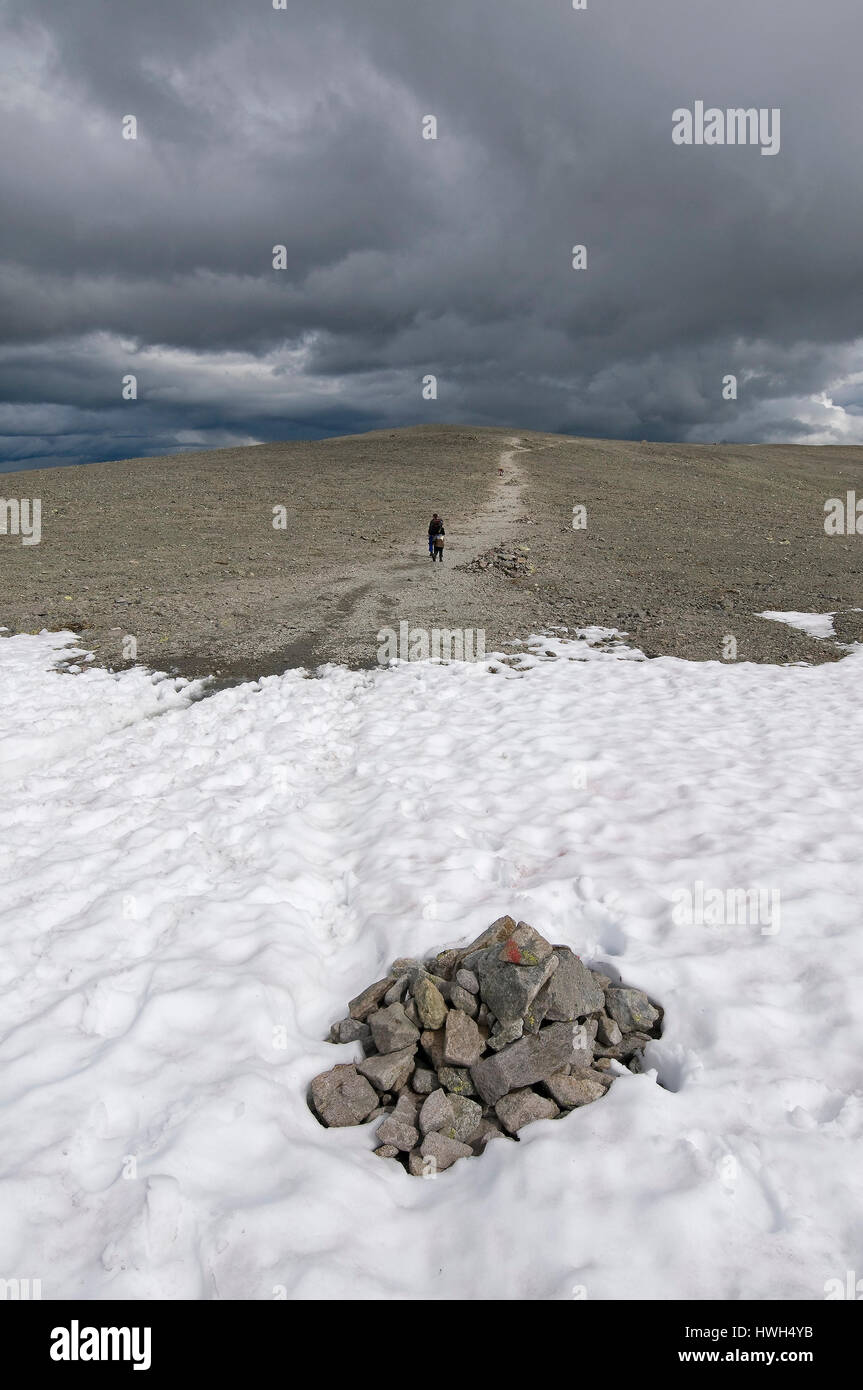 Towards the top of the mountain Veslefjell, 1743 metres above sea level ...