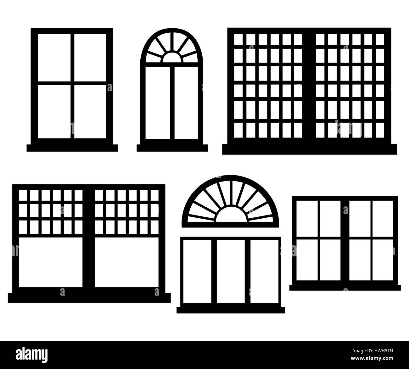 Window icon set Flat design style vector illustration Stock Vector ...
