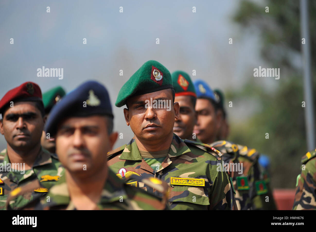Kathmandu, Nepal. 20th Mar, 2017. Military personnel from 28 countries ...