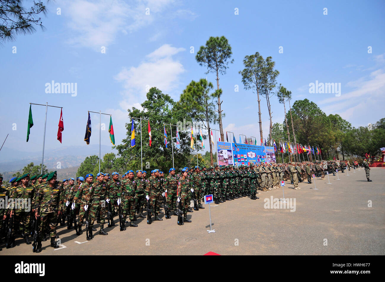 Kathmandu, Nepal. 20th Mar, 2017. Military personnel from 28 countries ...