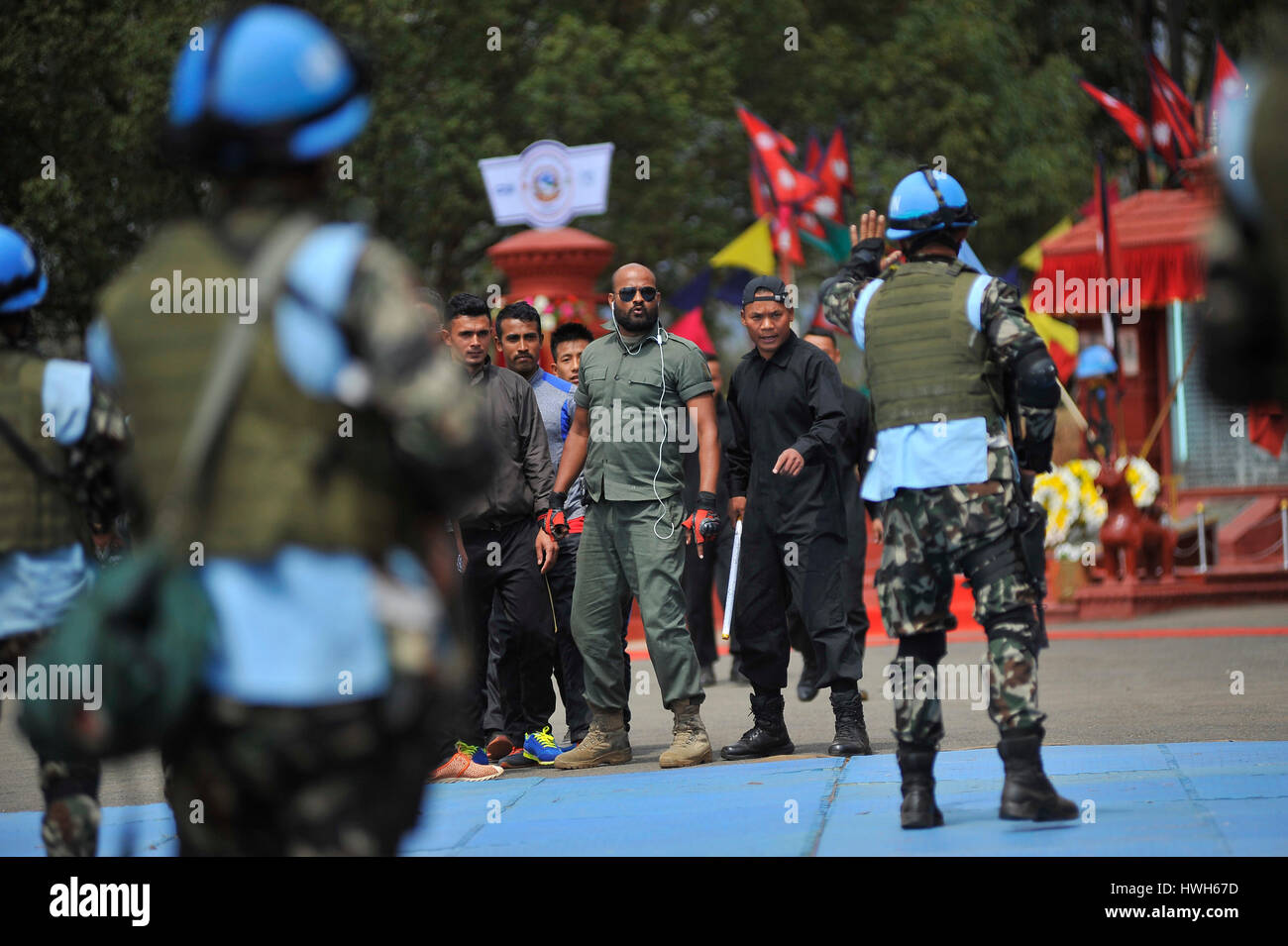 Kathmandu, Nepal. 20th Mar, 2017. Military personnel from 28 countries ...