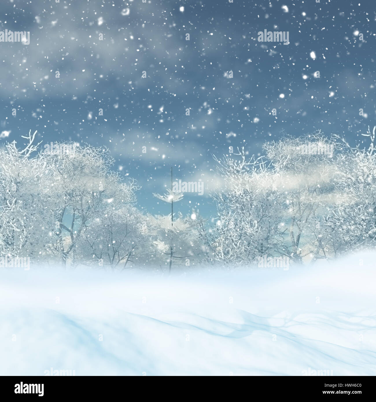 3D render of a snowy landscape Stock Photo - Alamy