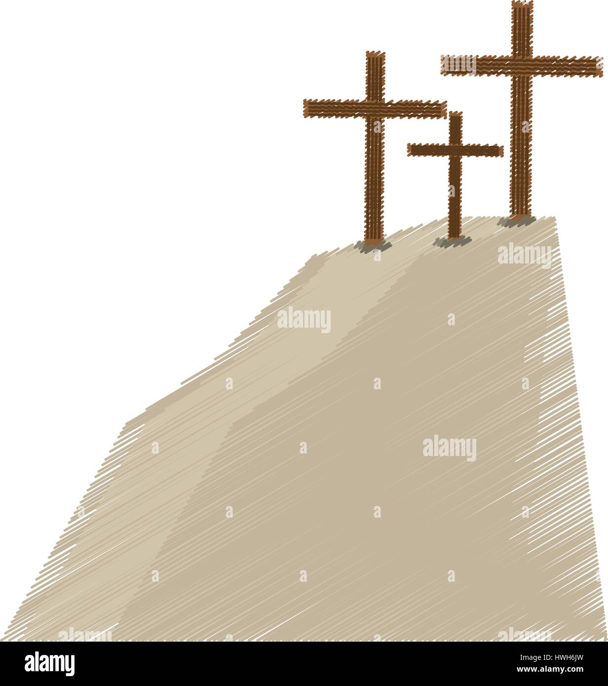 drawing golgotha hill three crosses Stock Vector Image & Art - Alamy