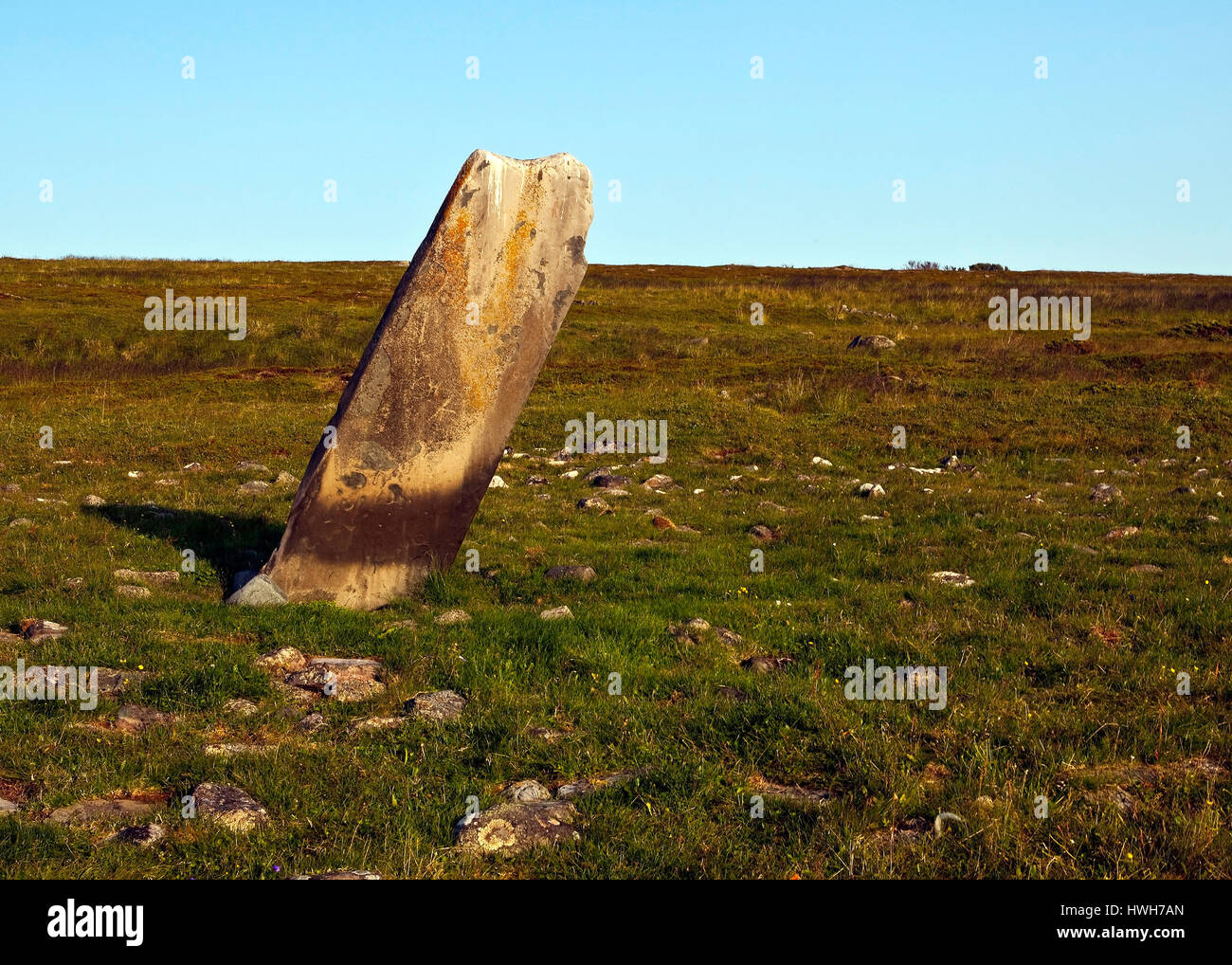 Sacrificial stone in the Varangefjord, Norway, Norway, Mortensnes ...