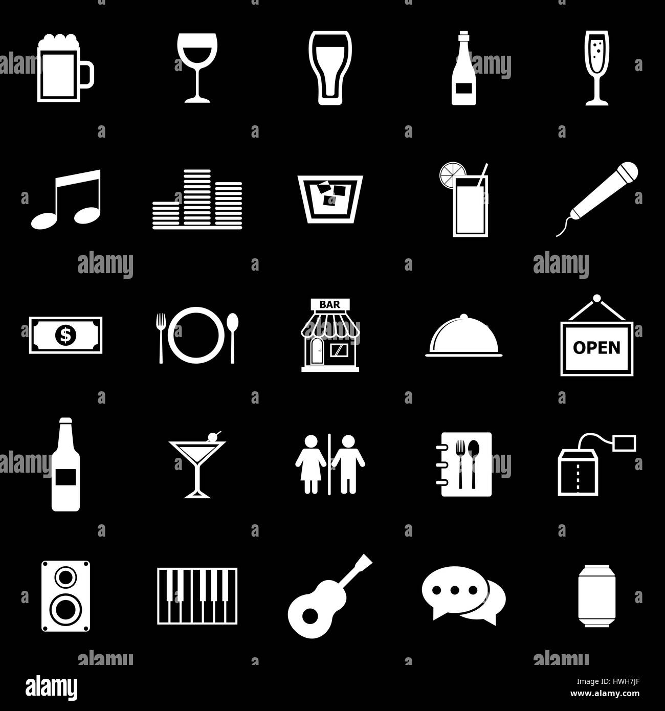Bar icons on black background, stock vector Stock Vector Image & Art ...