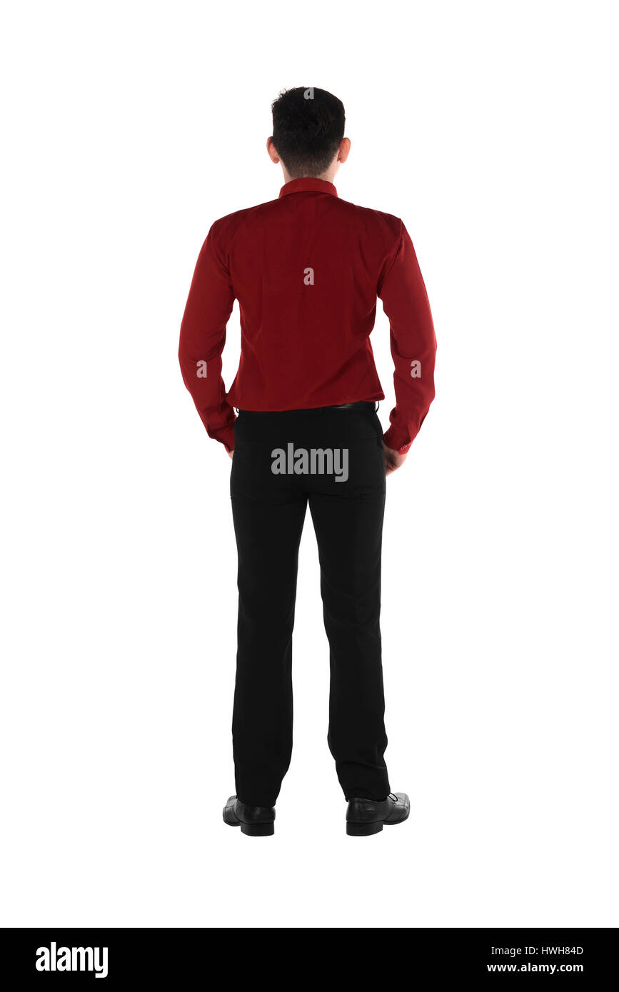 Back view of confident asian business man isolated over white ...