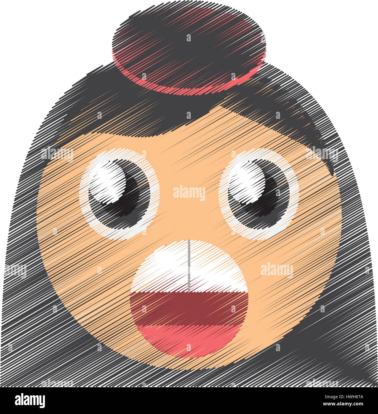 drawing girl surprise emoticon image Stock Vector Image & Art - Alamy
