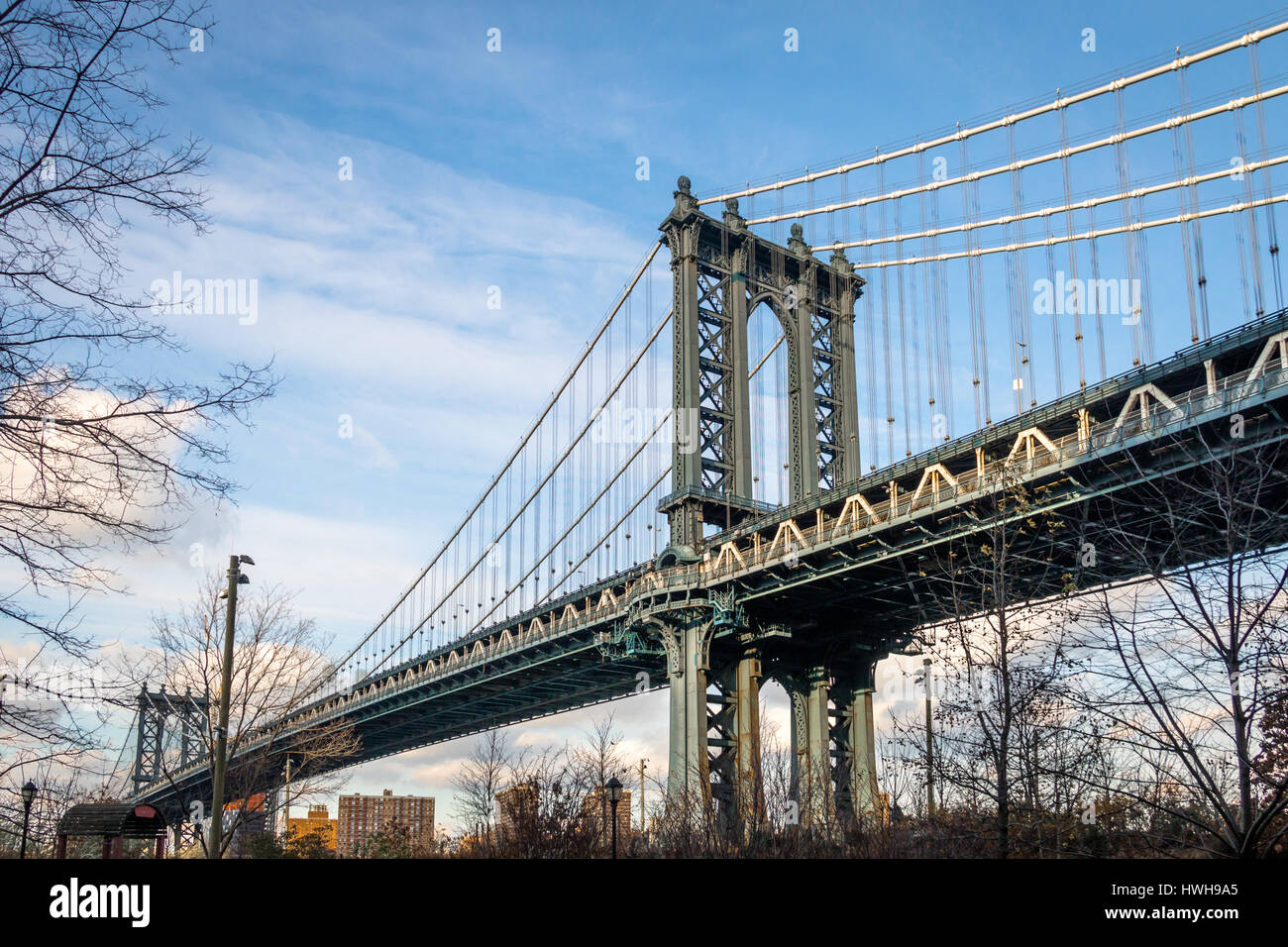 Manhattan Bridge seen from Dumbo in Brooklyn - New York, USA Stock ...