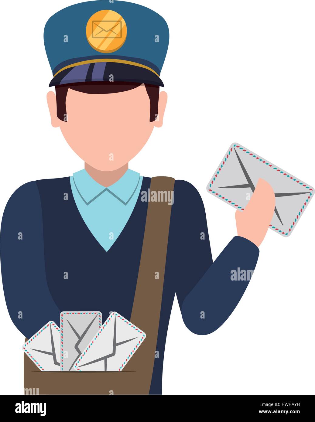 Cartoon postman holding mail bag hi-res stock photography and images ...