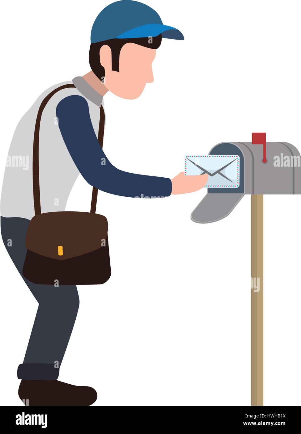 Cartoon postman holding mail bag Stock Vector Images - Alamy