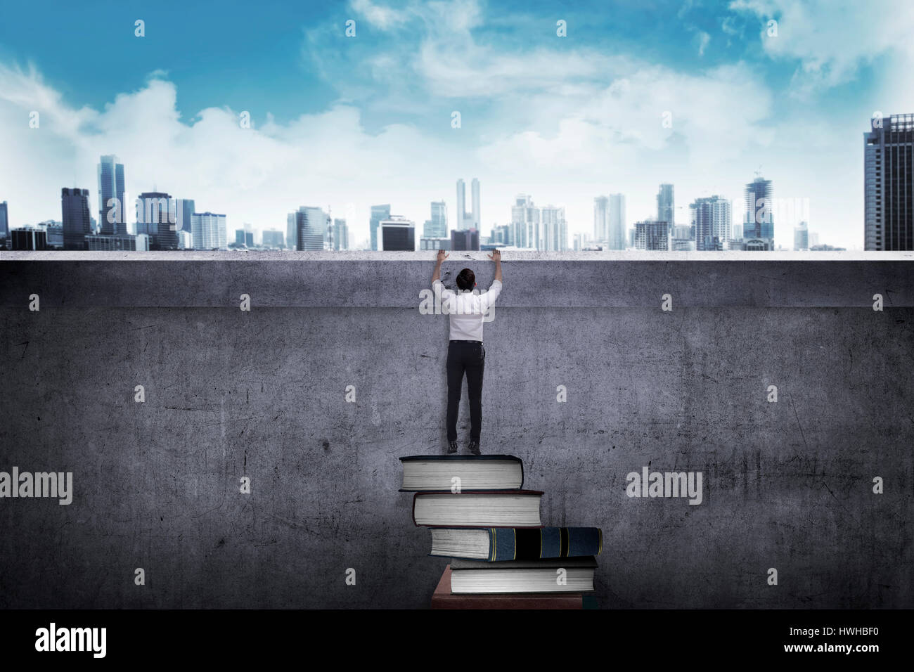 Asian business man climbing book. Higher education concept Stock Photo ...