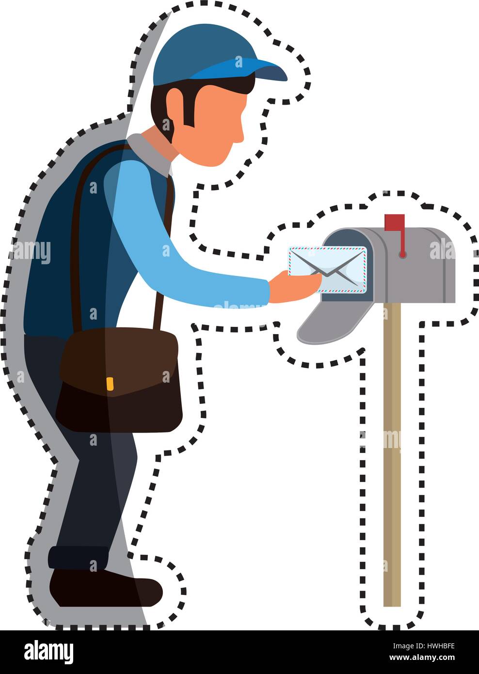Cartoon postman holding mail bag Stock Vector Images - Alamy