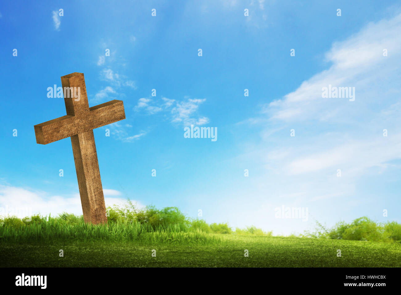 Wooden christian cross. Religious concept image Stock Photo - Alamy