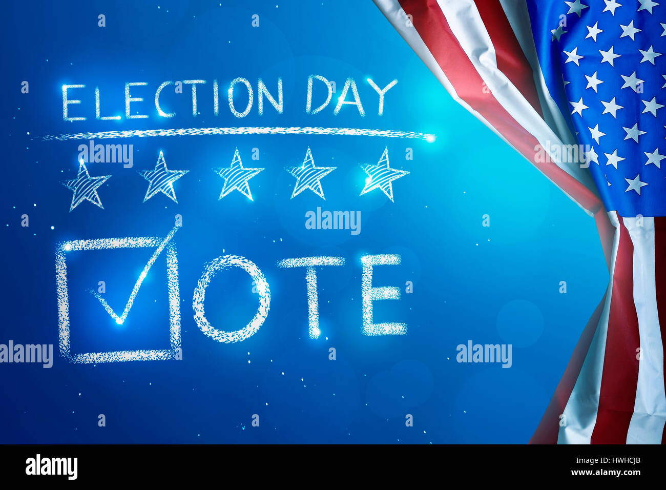 Election Day with V shape checklist sign for voting written on beside ...