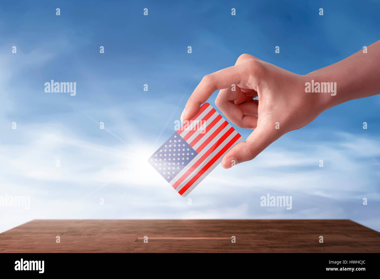 Woman hands in an election shall give her vote. USA election day ...