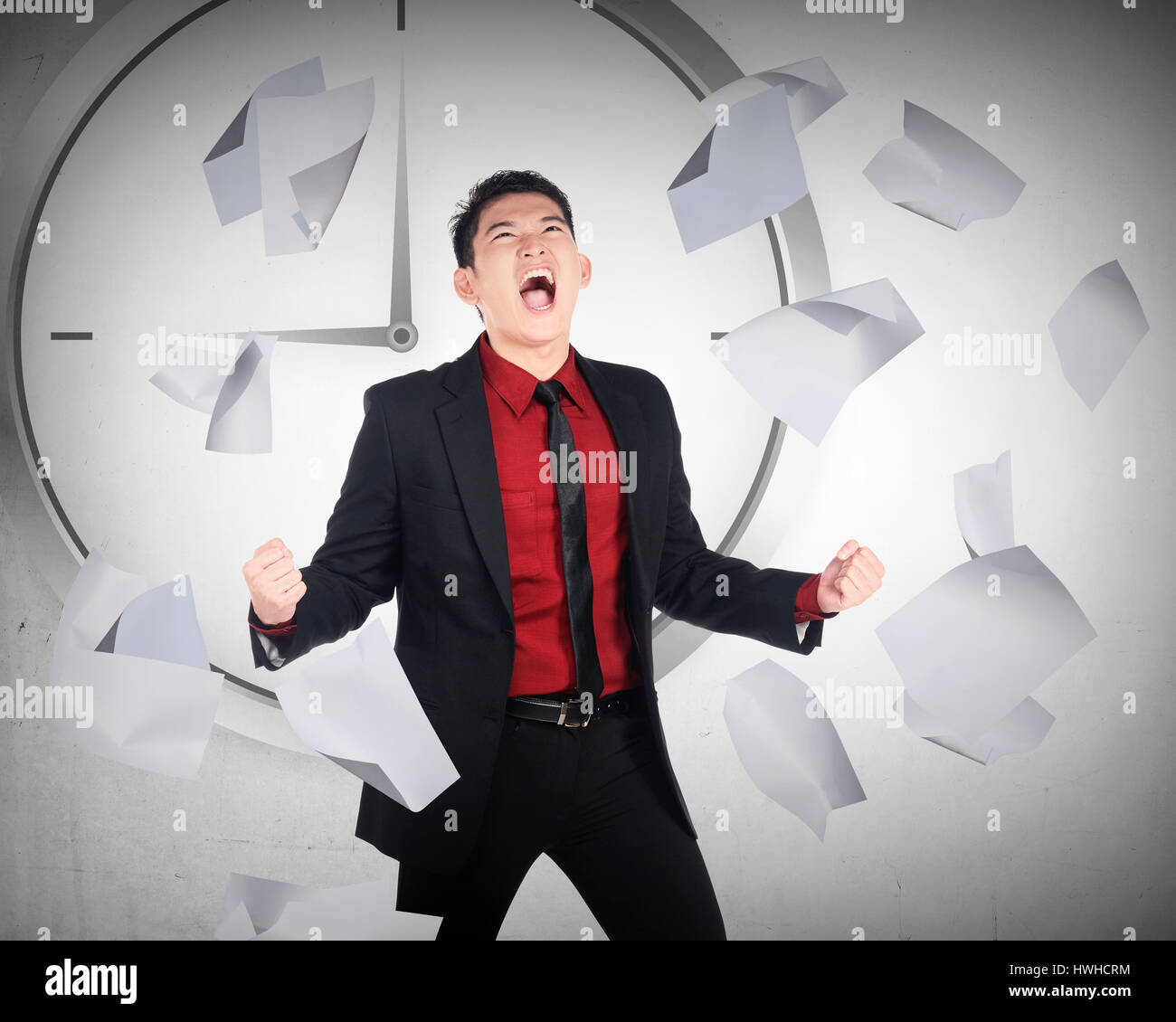 Business man having rage because work overtime Stock Photo - Alamy