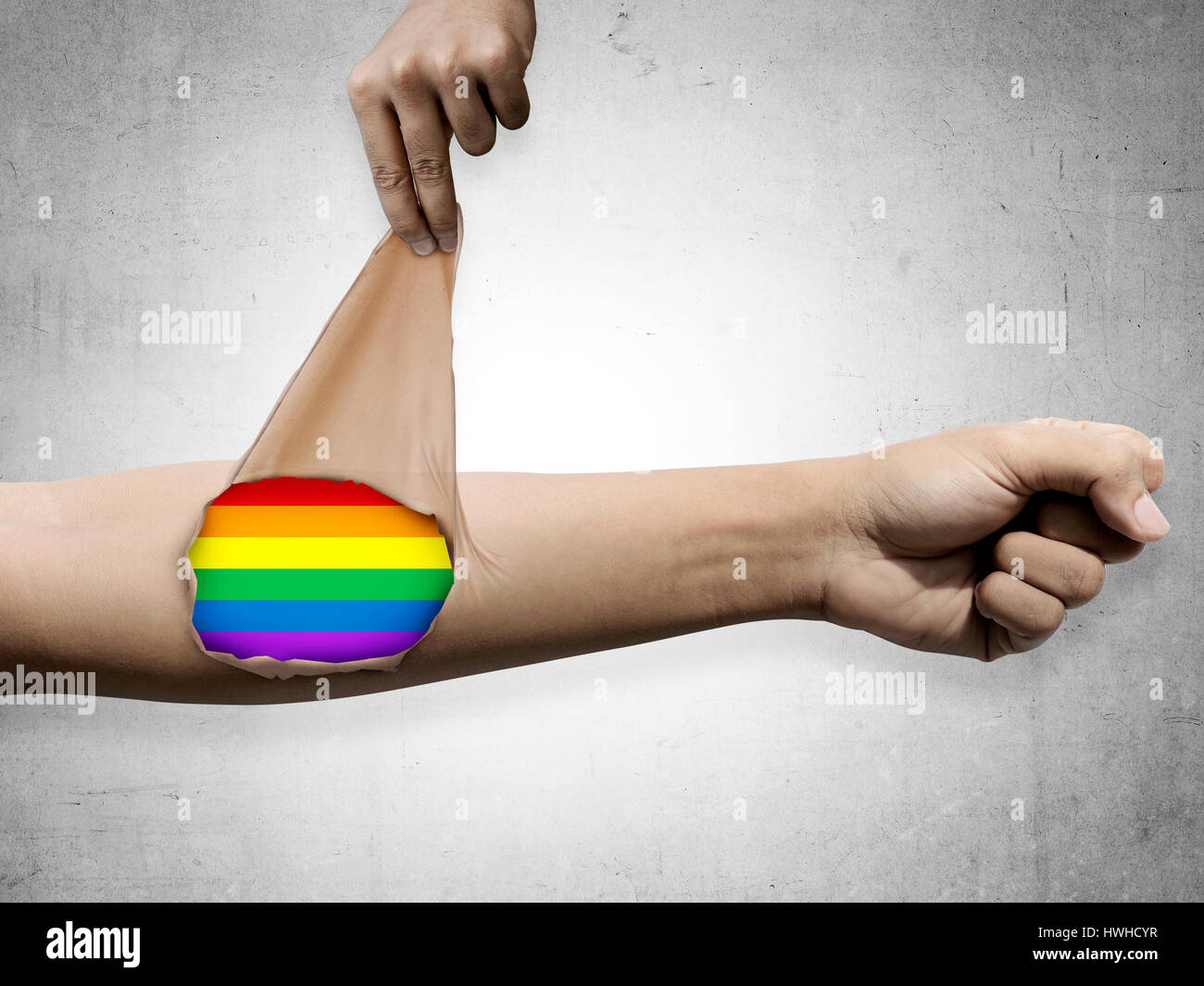 Hand open skin with LGBT flag inside. Freedom conceptual Stock Photo ...