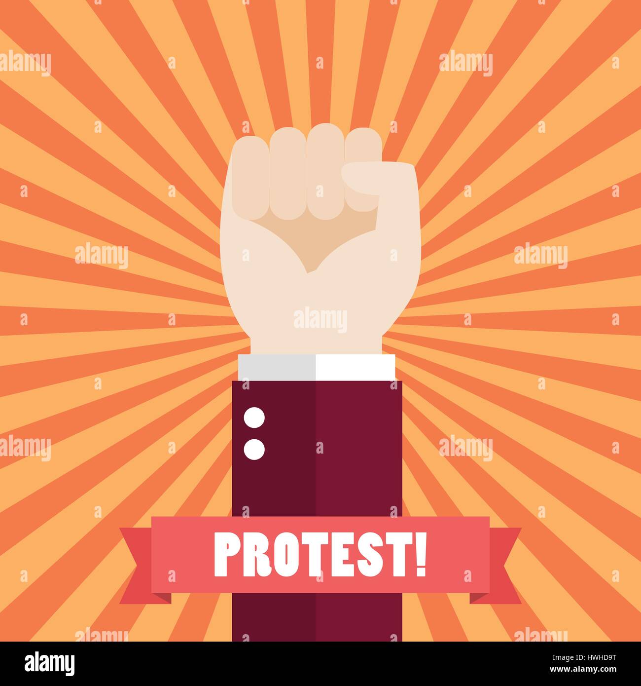 Fist raised up. Protest concept vector illustration Stock Vector Image ...