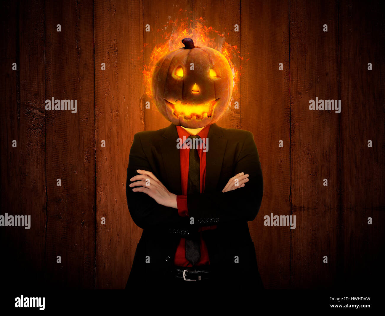 Spooky man with lantern head. Halloween concept Stock Photo - Alamy