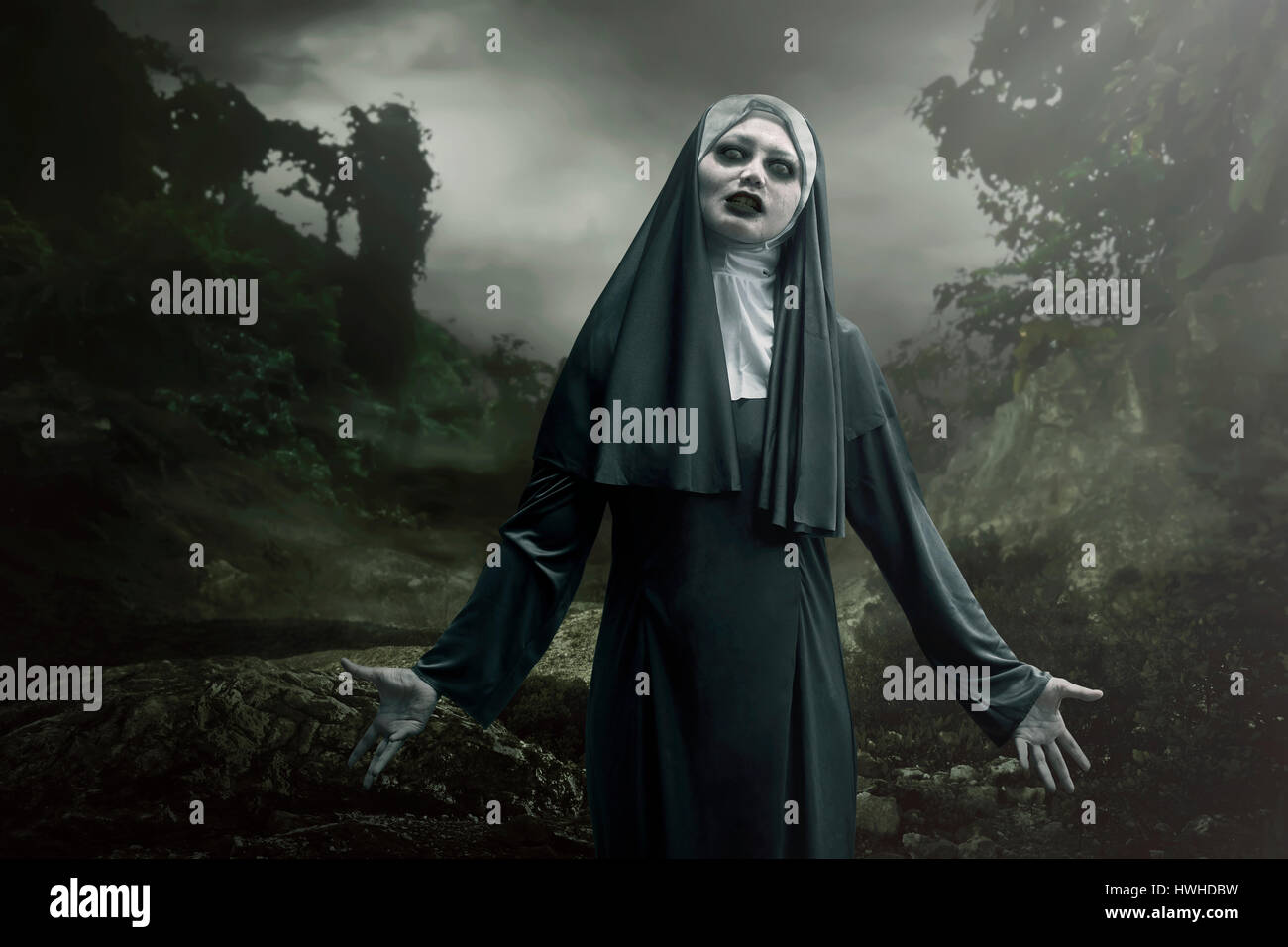 Scary devil nun for halloween concept image Stock Photo - Alamy