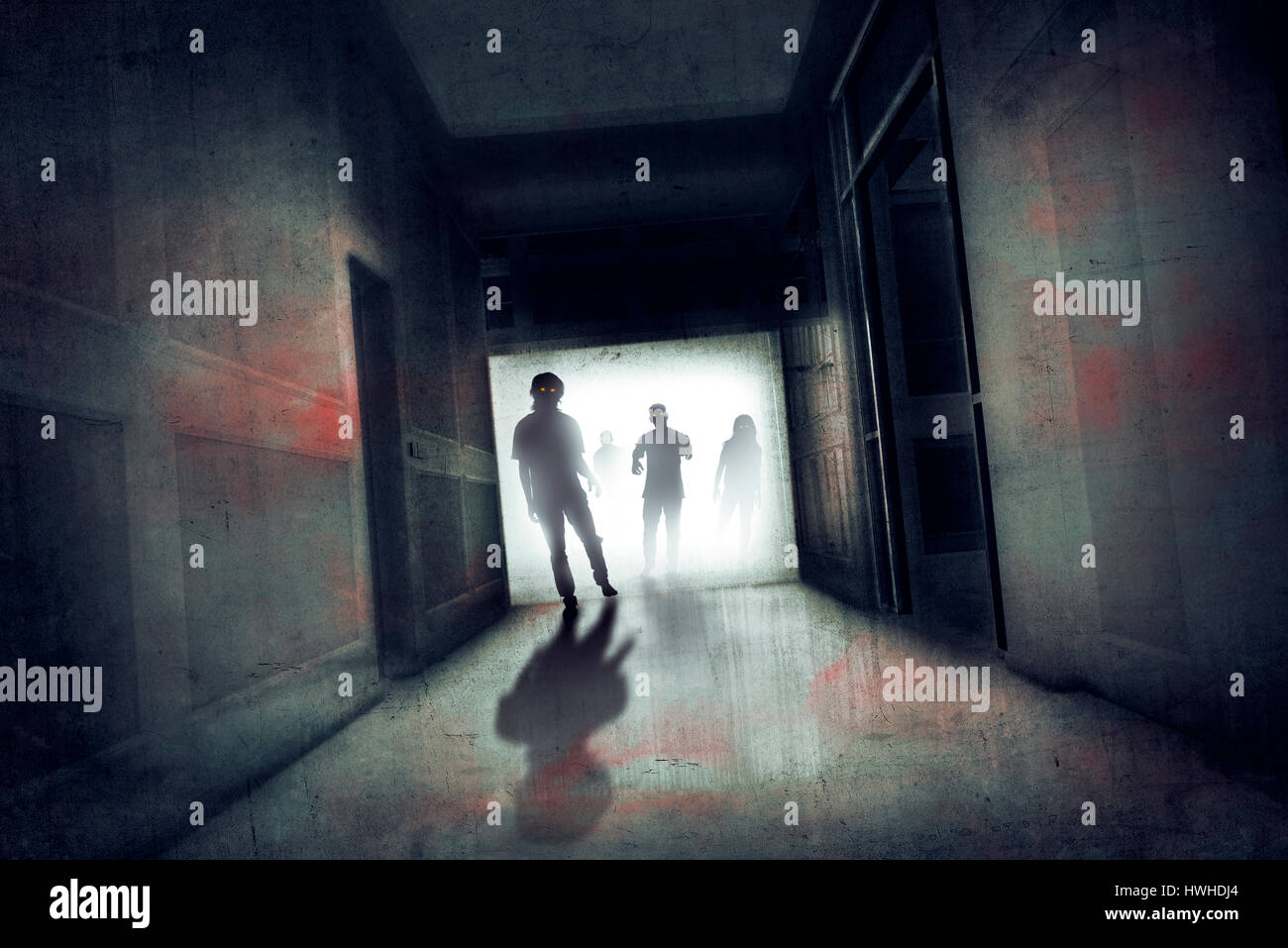 Scary zombies living on abandoned building place Stock Photo - Alamy