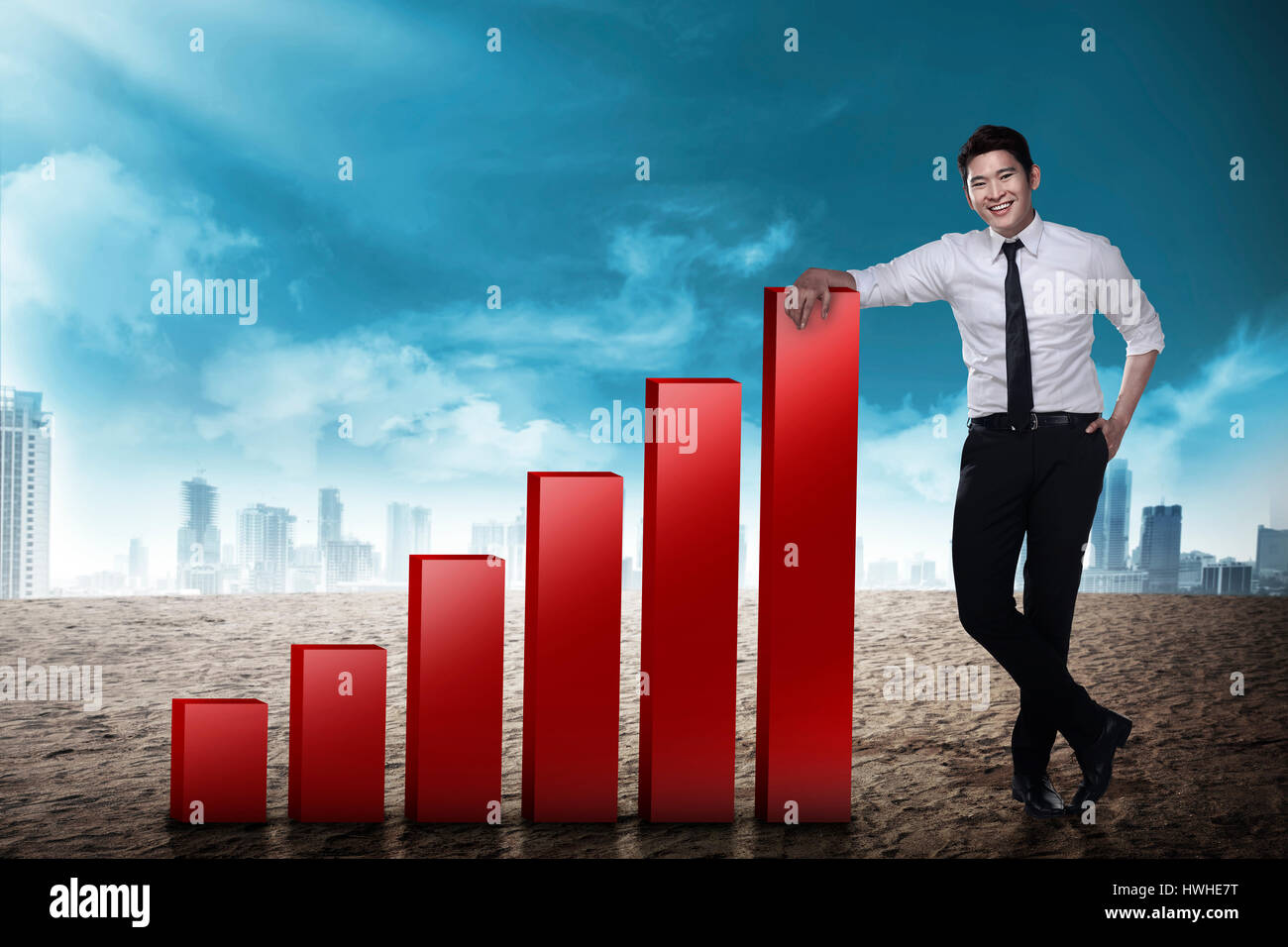 Sales chart graph showing increasing hi-res stock photography and ...