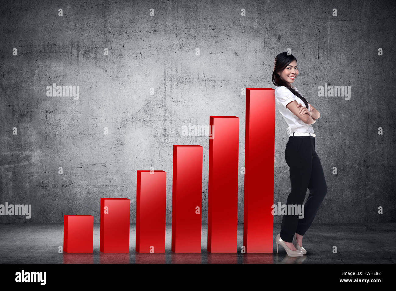 Sales chart graph showing increasing hi-res stock photography and ...