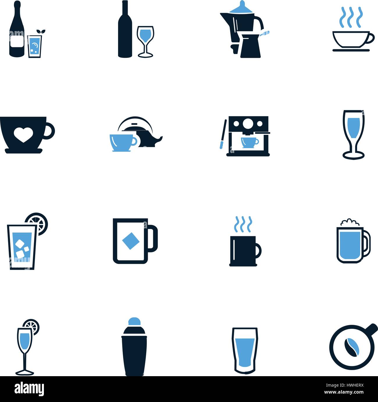 Utensils for the preparation of beverages icon set Stock Vector Image ...