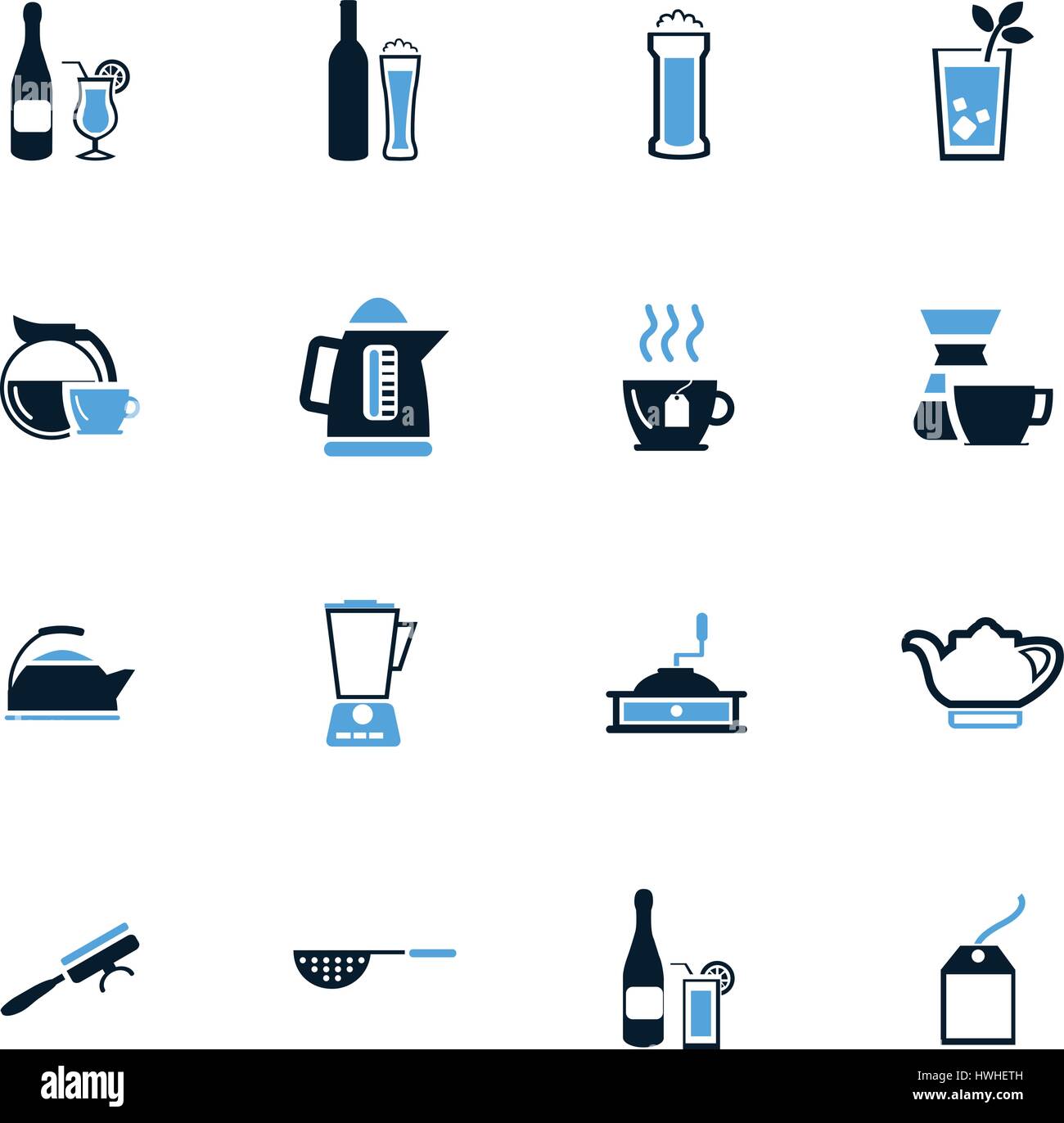 Utensils for the preparation of beverages icon set Stock Vector Image ...