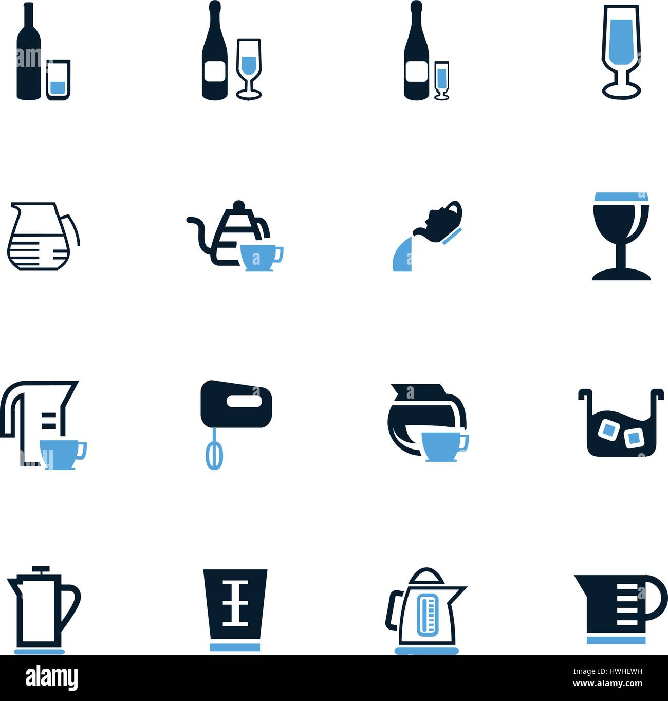 Utensils for the preparation of beverages icon set Stock Vector Image ...