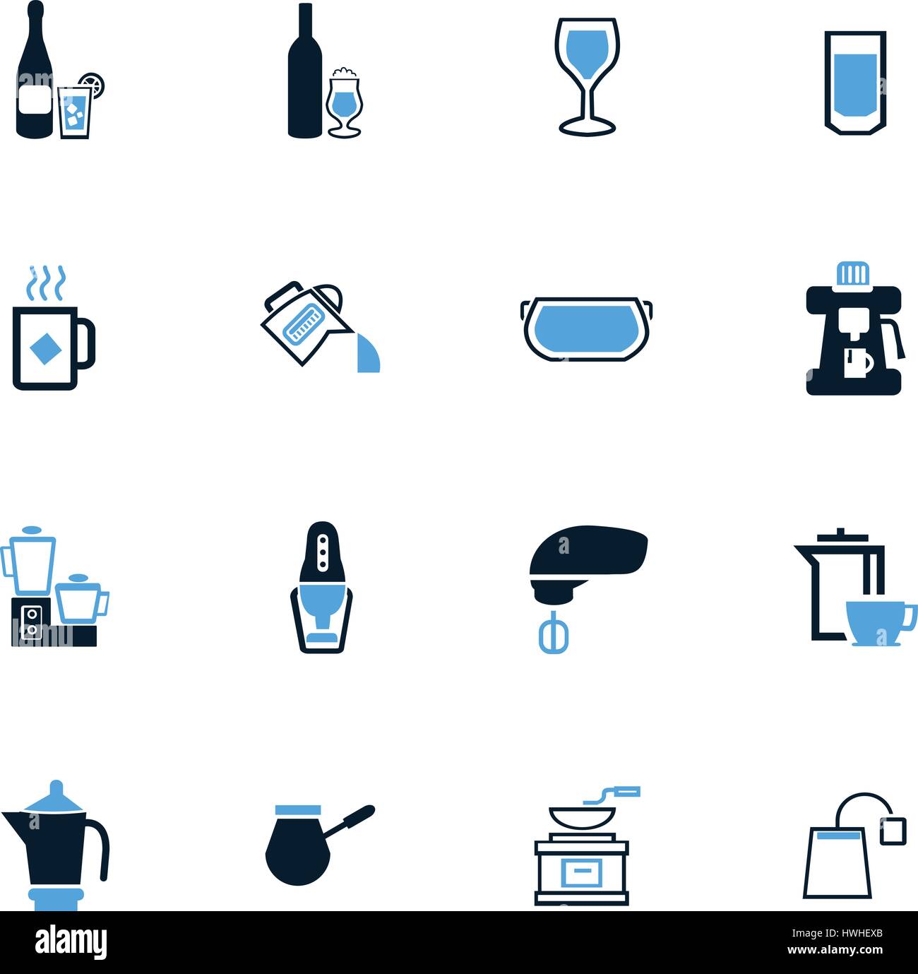 Utensils for the preparation of beverages icon set Stock Vector Image ...