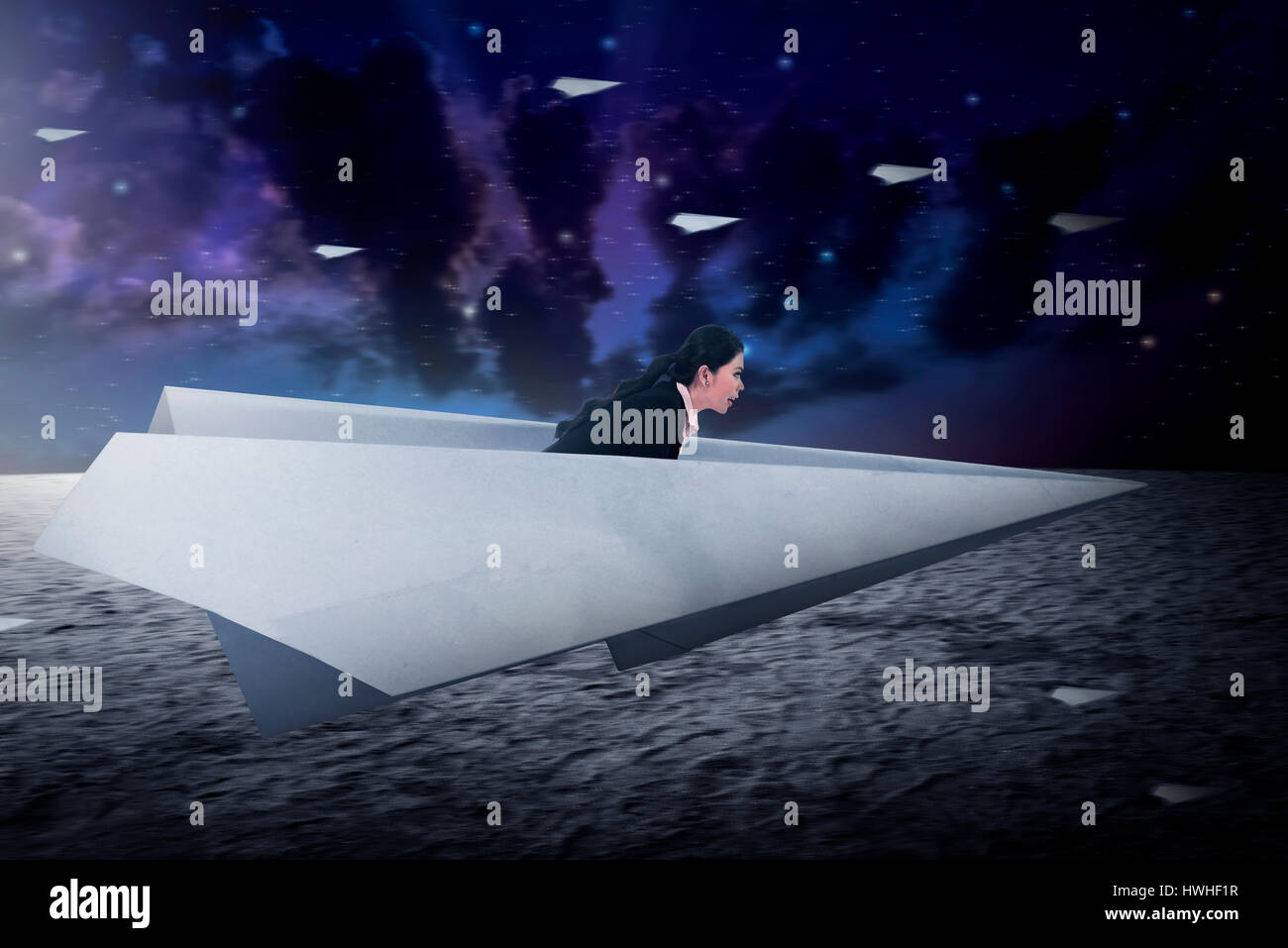 Flying paper plane hi-res stock photography and images - Alamy