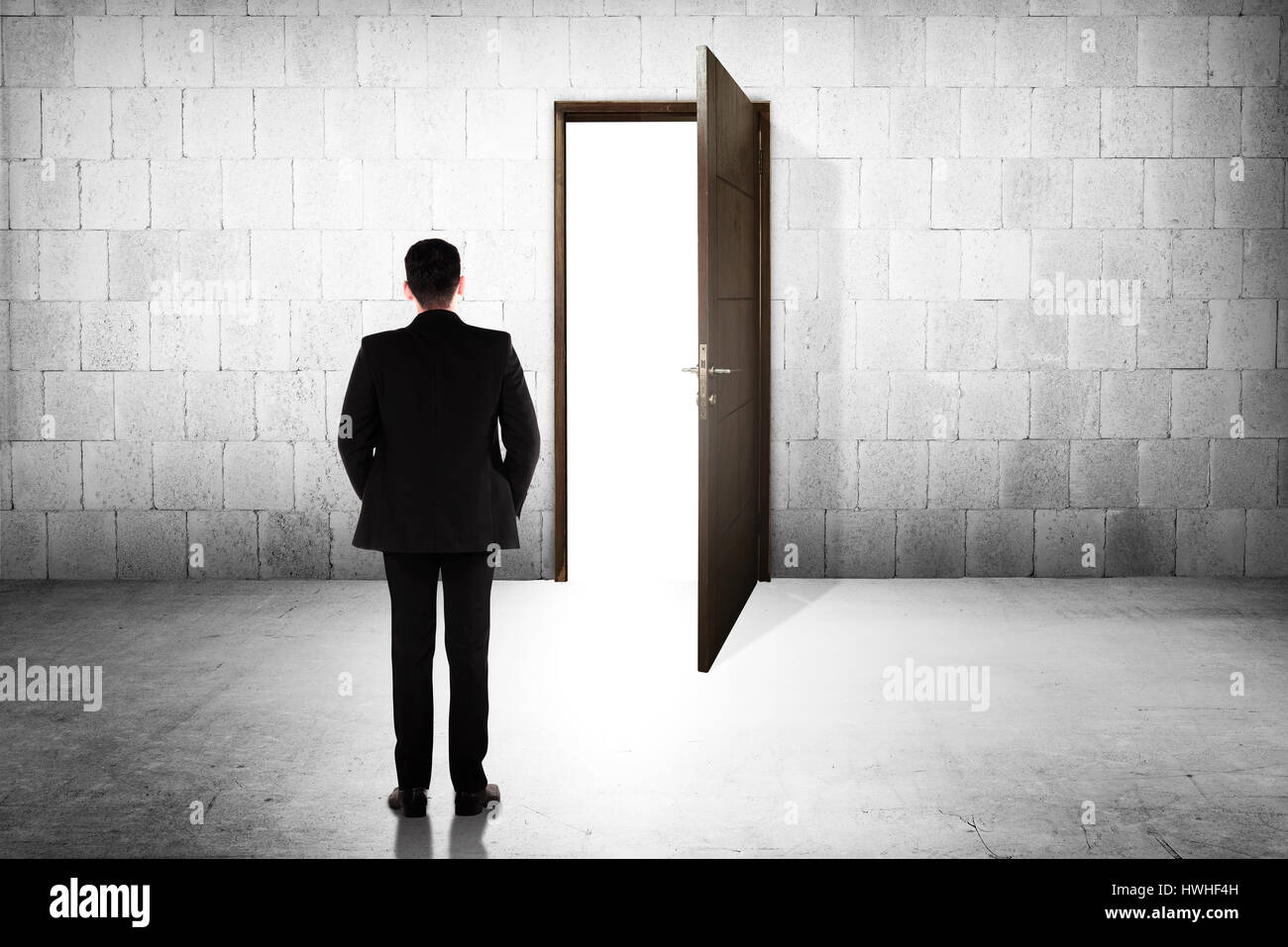 Business man going to the open door. Career path conceptual Stock Photo ...