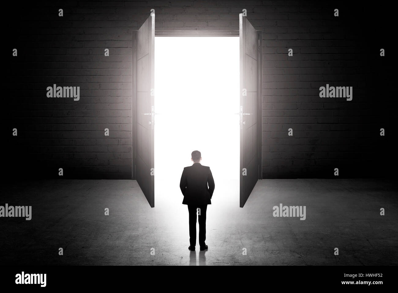 Business man going to the open door. Career path conceptual Stock Photo ...