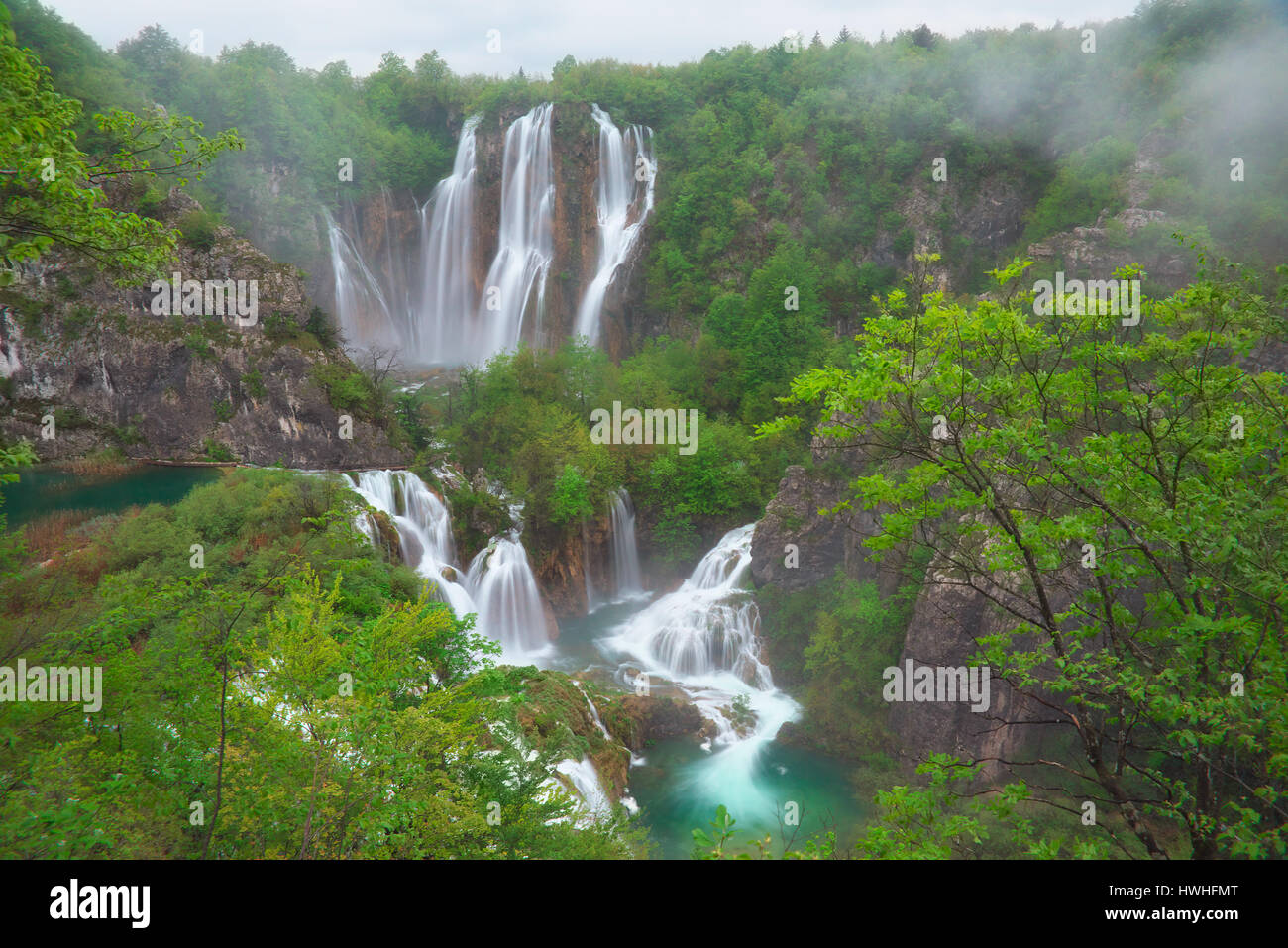 The bigest waterfall Veliki Slap at Plitvice Lakes in Croatia Stock ...
