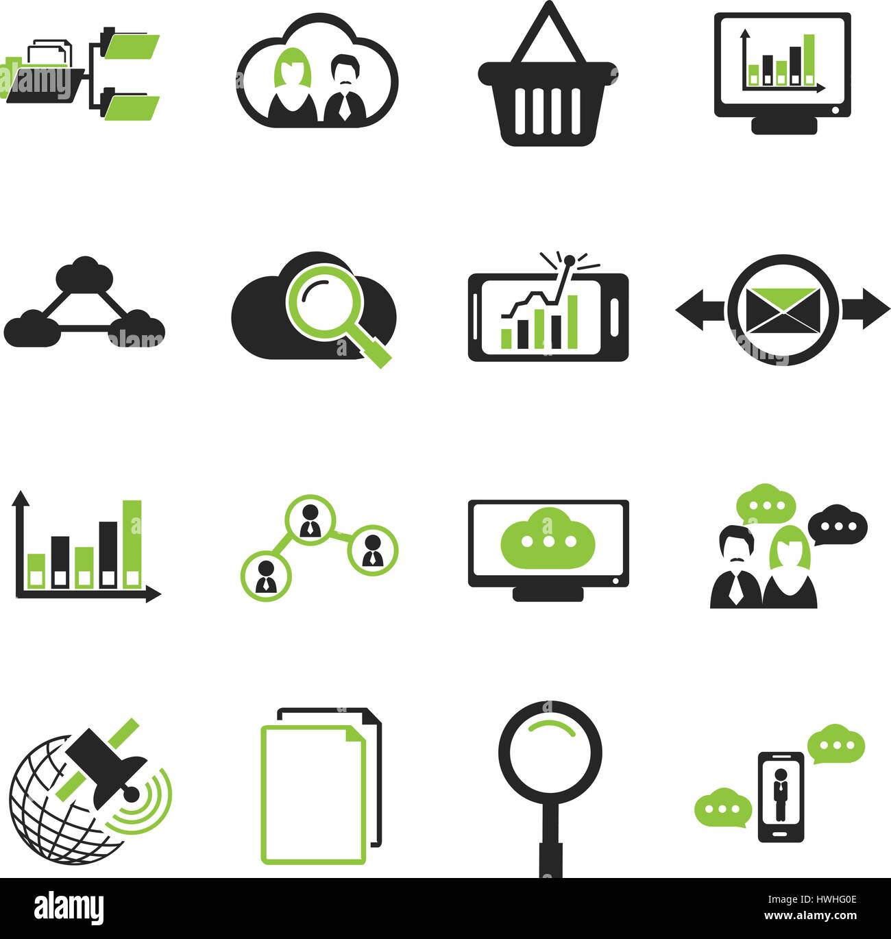 Data analytic and social network simply icons for web and user ...
