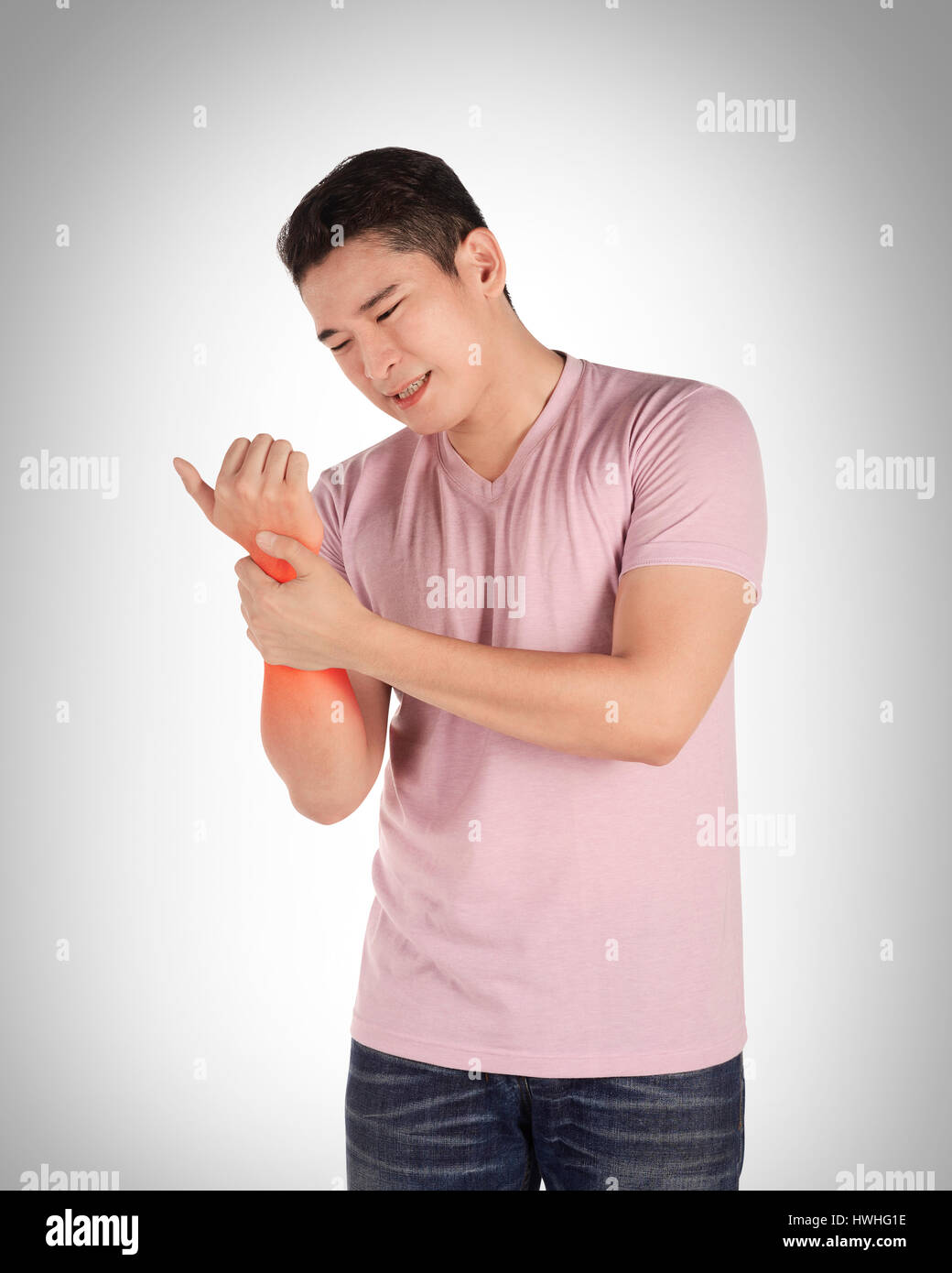 Asian man have hand pain. This is health concept Stock Photo - Alamy