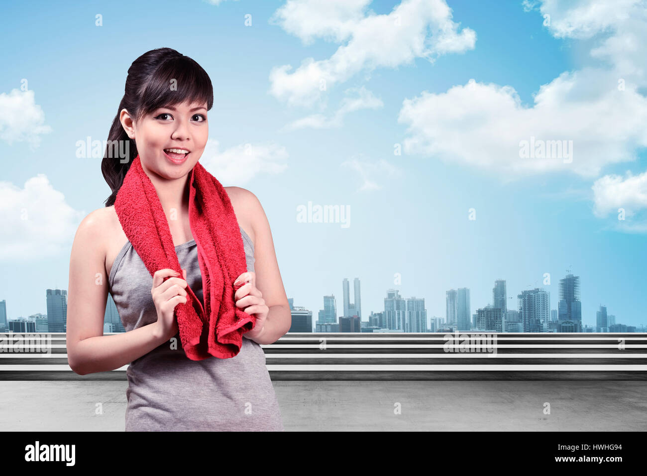 Woman after exercise hi-res stock photography and images - Alamy