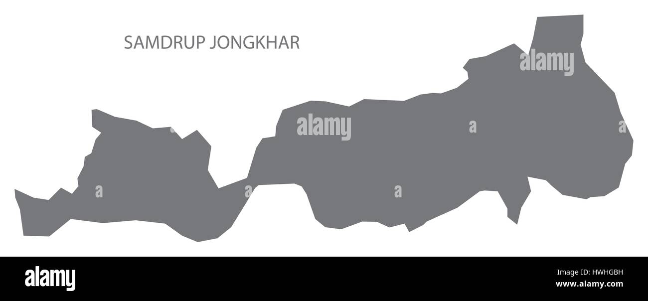 Samdrup Jongkhar Bhutan district map grey illustration silhouette Stock ...