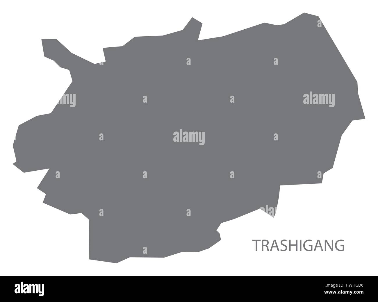 Trashigang Bhutan district map grey illustration silhouette Stock ...