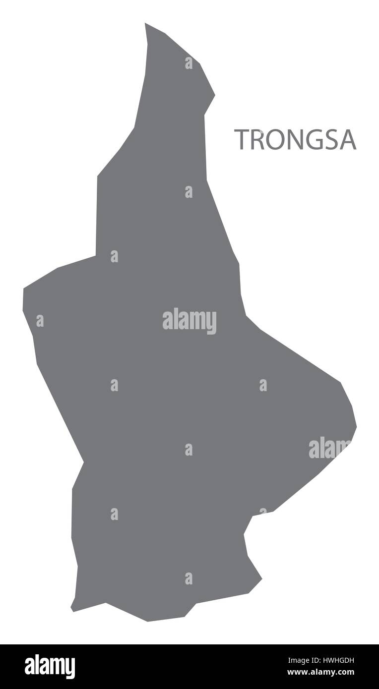 Trongsa Bhutan district map grey illustration silhouette Stock Vector ...