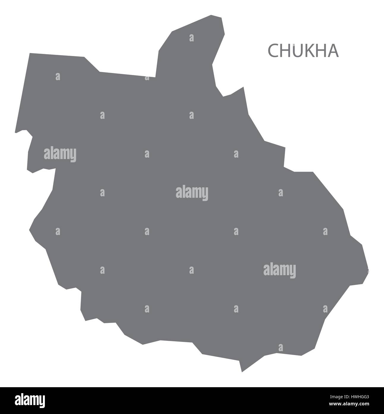 Chukha Bhutan district map grey illustration silhouette Stock Vector ...