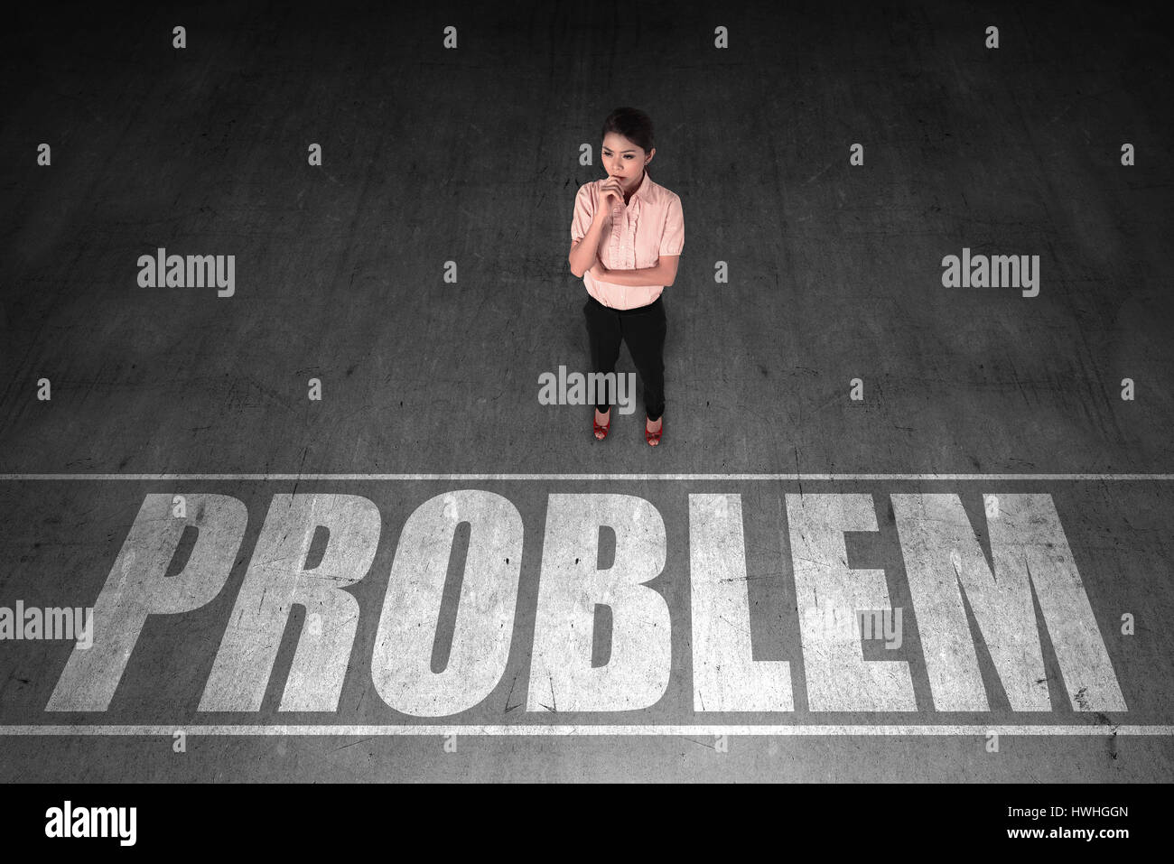 Business person looking problem word on the floor Stock Photo - Alamy