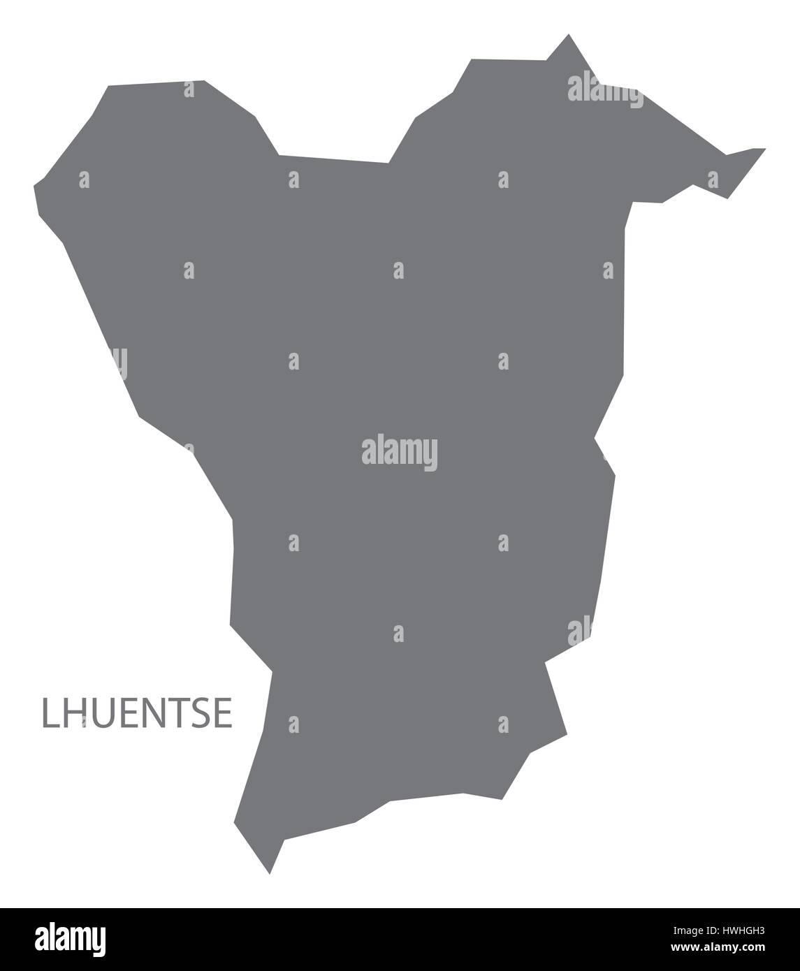 Lhuentse Bhutan district map grey illustration silhouette Stock Vector ...