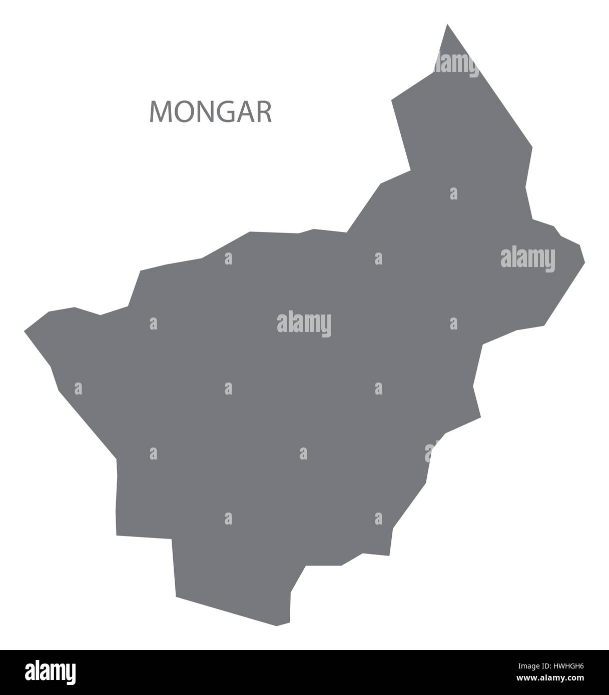 Mongar Bhutan district map grey illustration silhouette Stock Vector ...