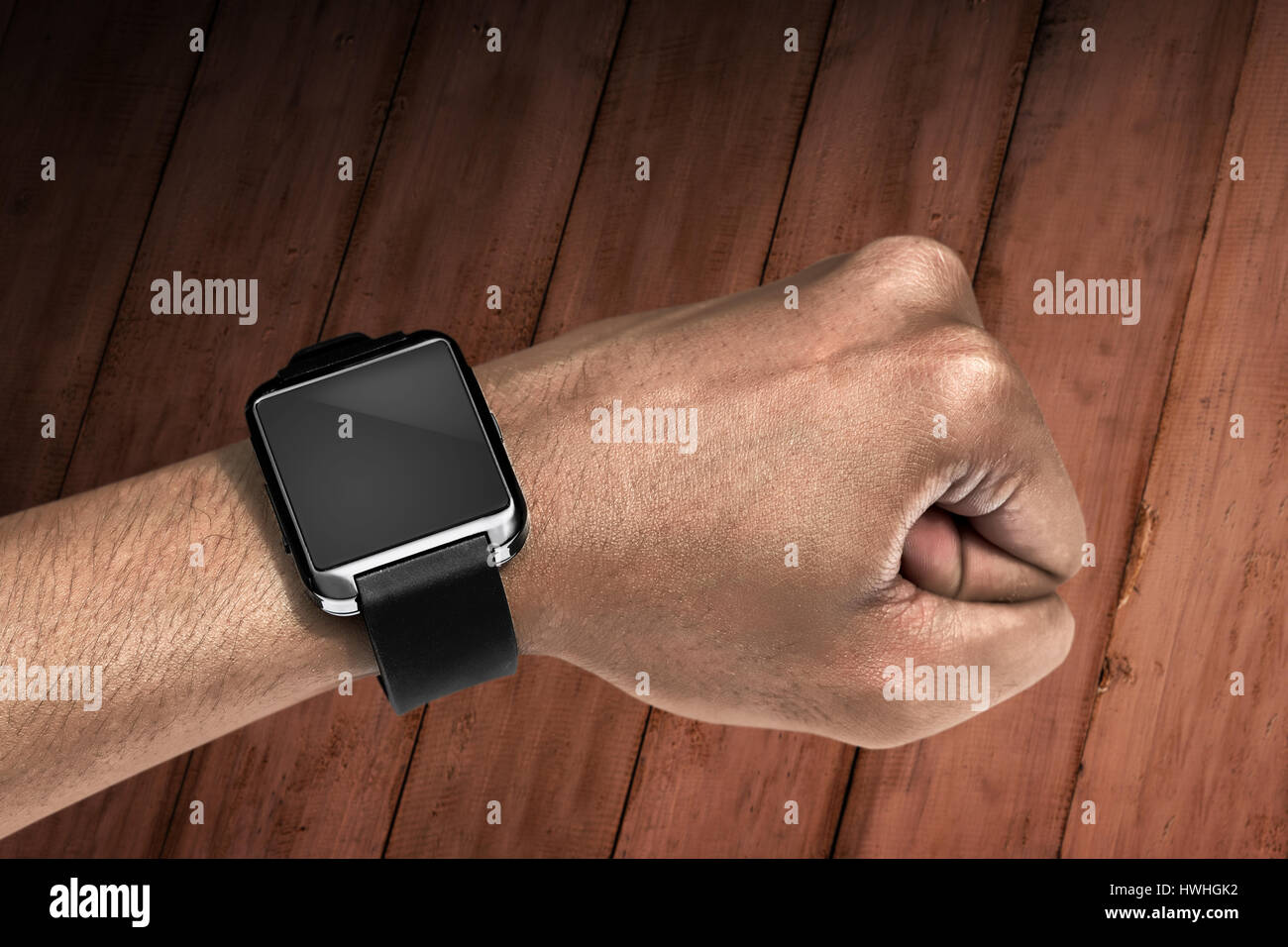 Human hand wearing smart watch. Wearable gadget concept Stock Photo - Alamy